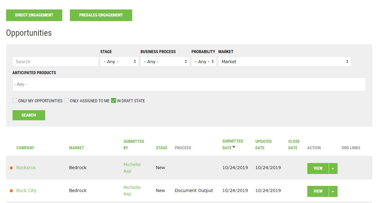 Save as draft/Submit | Presales Engagement Portal